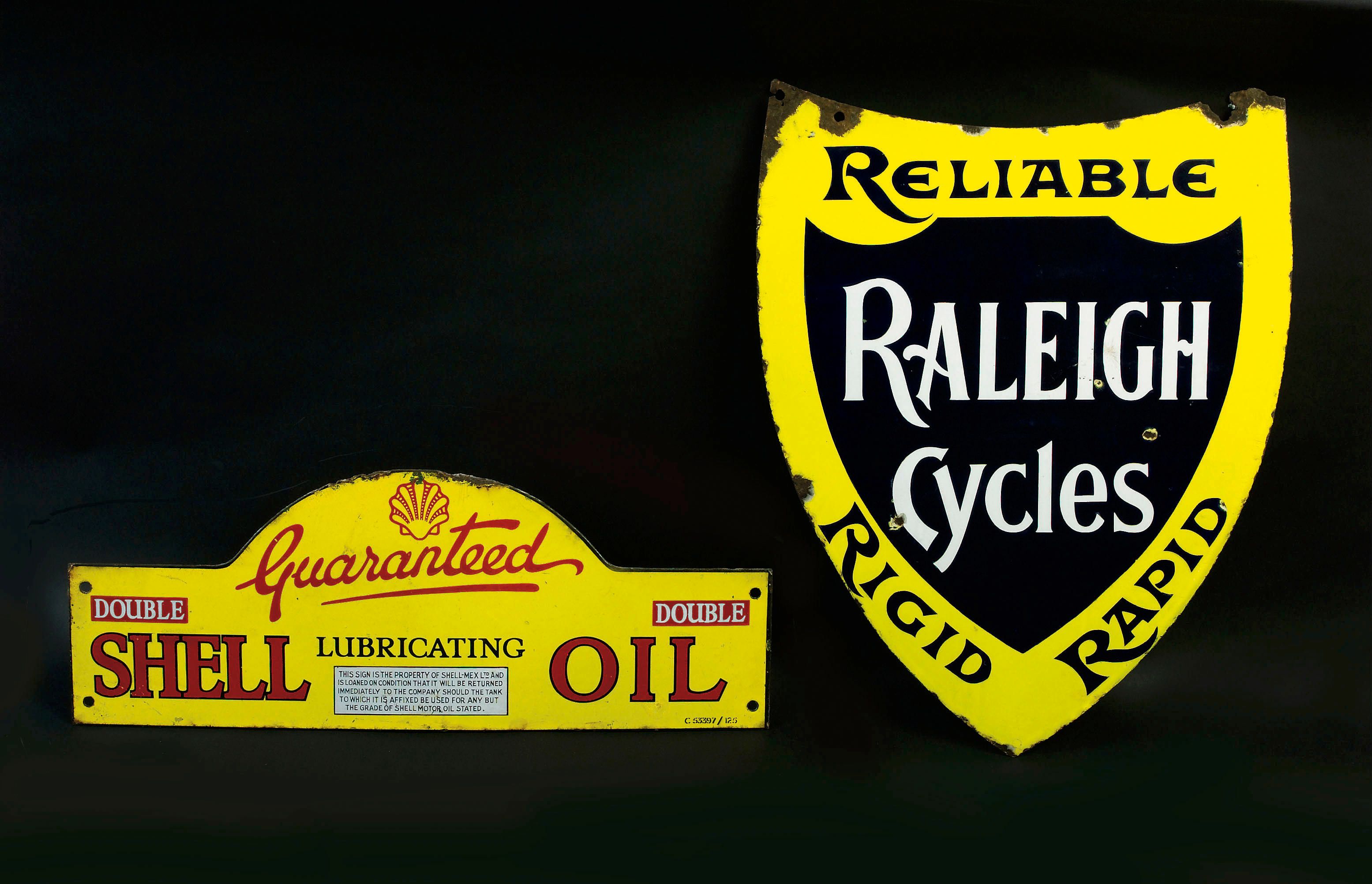 Bonhams Cars : Enamel sign - Raleigh shield