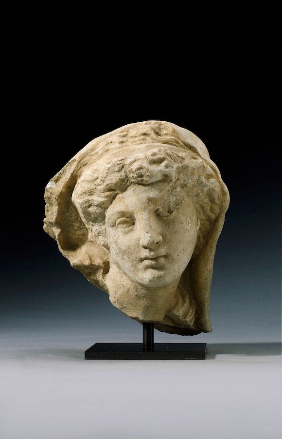 Bonhams : A Hellenistic marble head of a veiled woman, Circa 1st ...