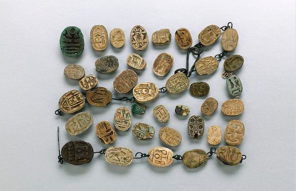Bonhams : Forty Egyptian steatite and glazed composition scarabs ...