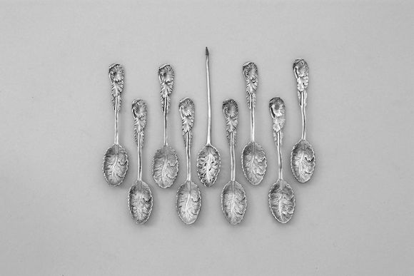 Bonhams : Eight silver-gilt cast teaspoons probably 18th century, three ...