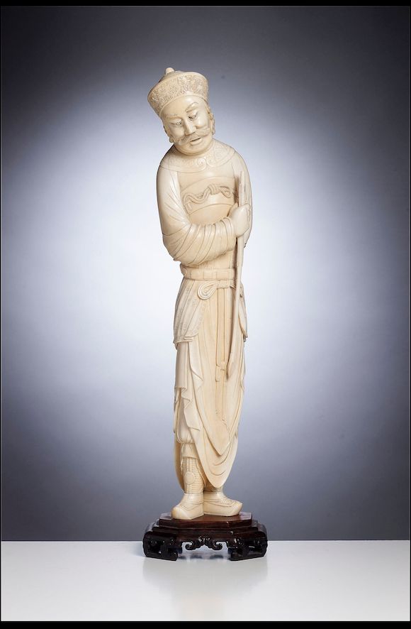 Bonhams : A large carved ivory figure of a Mongol archer Qing Dynasty