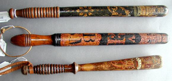 Bonhams : A Victorian truncheon painted in polychrome with a crown 'VR ...