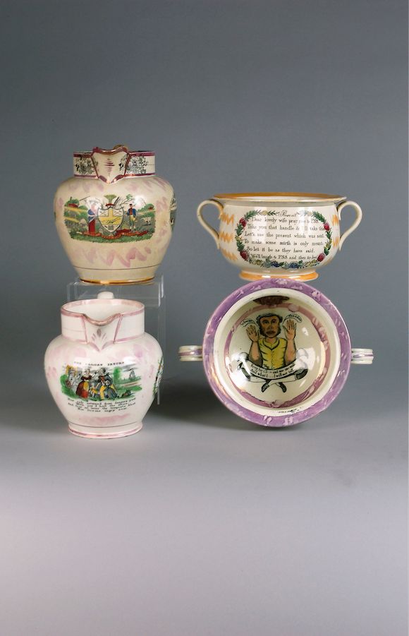 Bonhams : A Sunderland ‘Sailor’s Return’ pink lustre jug, circa 1860 ...