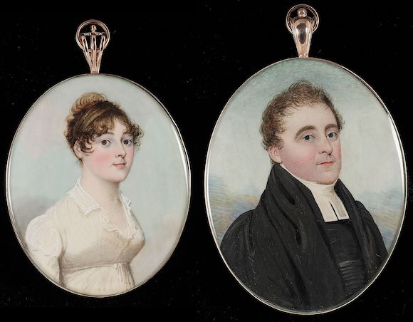 Bonhams : Frederick Buck, Two miniatures: a vicar, wearing black robes ...