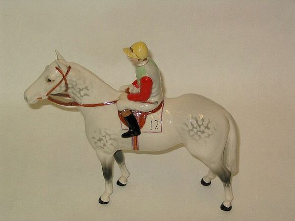 Bonhams : Beswick A Beswick Model of a Grey Horse and Jockey model 1862 ...