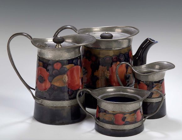 Bonhams : Moorcroft A 'Pomegranate' pattern four piece tea set,