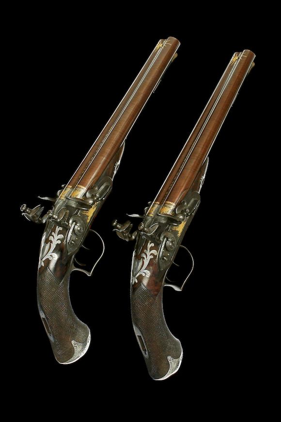 Bonhams : A Fine Pair Of 22-Bore D.B. Flintlock Carriage Pistols By ...