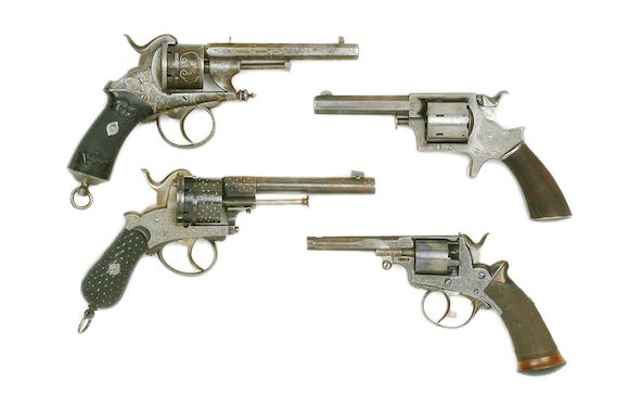 Bonhams : A Liège 100-Bore Chamelot-Delvigne Patent Six-Shot Pin-Fire ...