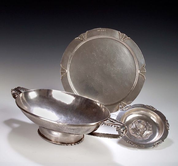 Bonhams : John Finlayson Laing, A circular silver tray,