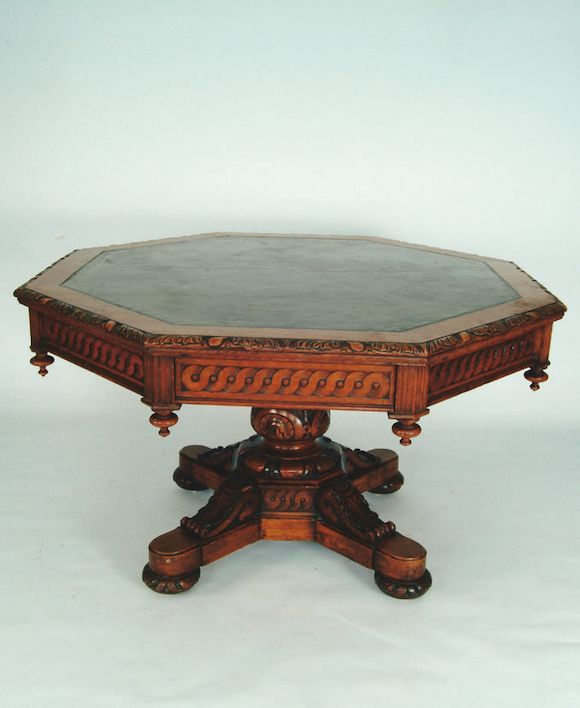 Bonhams : A Victorian oak octagonal library table
