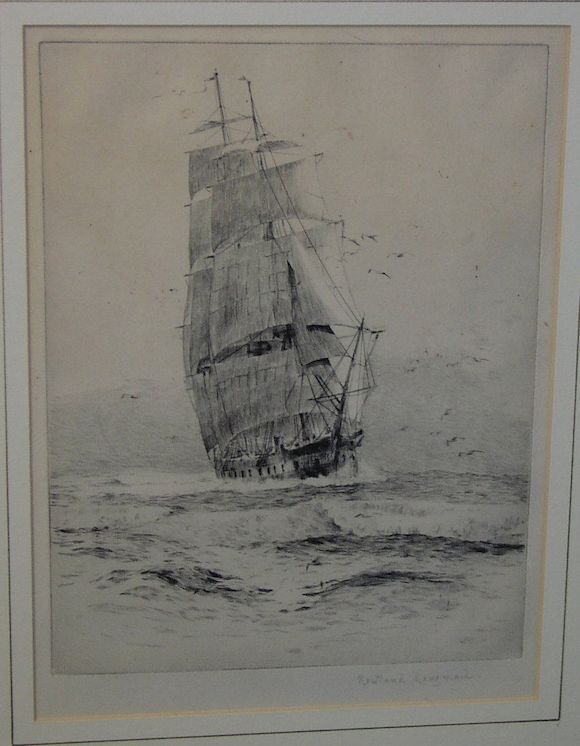 Bonhams : Rowland Langmaid (1897-1956), A three masted ship under full ...