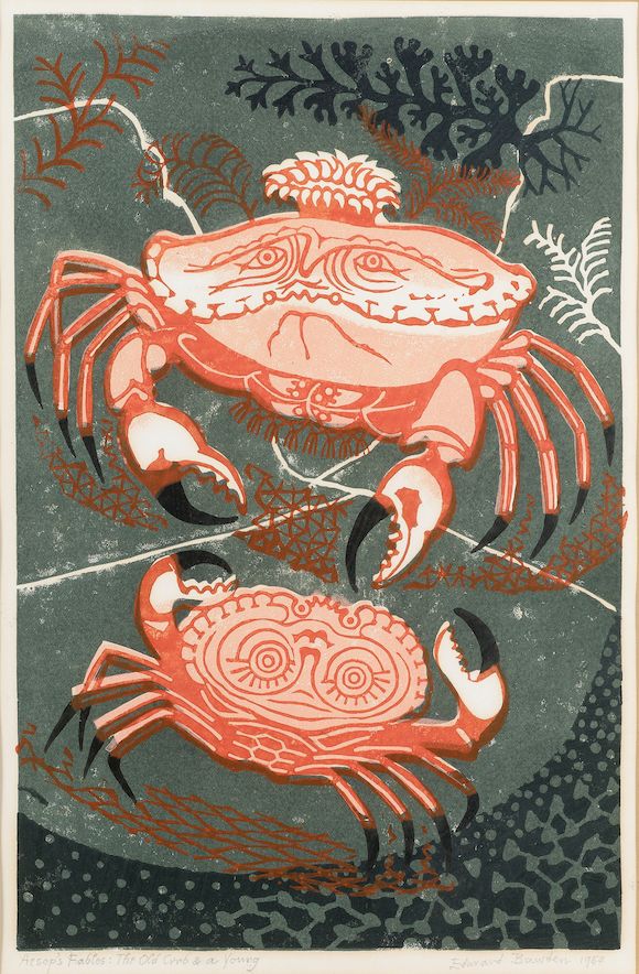 Bonhams : Edward Bawden Aesops Fable - The Old Crab and a Young