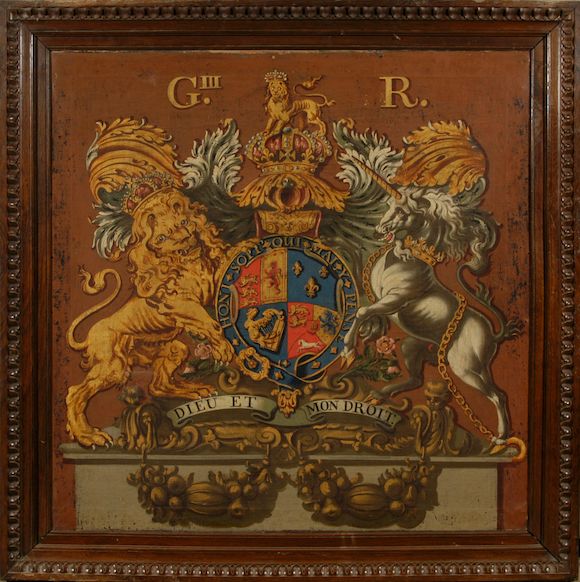 Bonhams : English School (late 18th Century) A George III Royal coat of ...