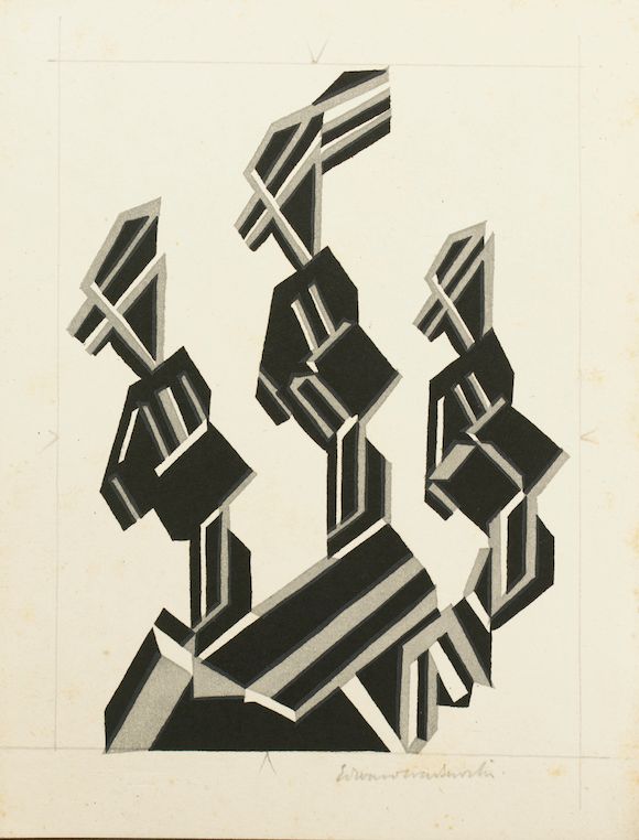 Bonhams : Edward Wadsworth Street Singers Woodcut, c1914, printed in ...