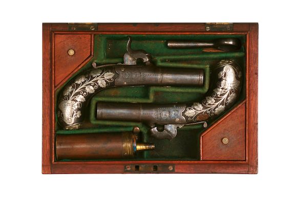 Bonhams : A Fine Pair Of Cased 54-Bore Percussion Box-Lock Pocket Pistols