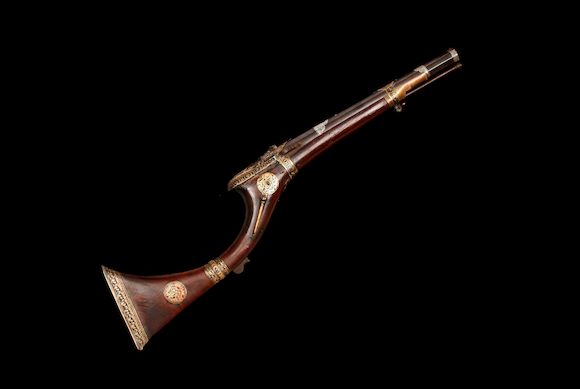 Bonhams : A Rare Small Indian 50-Bore Matchlock Jezail