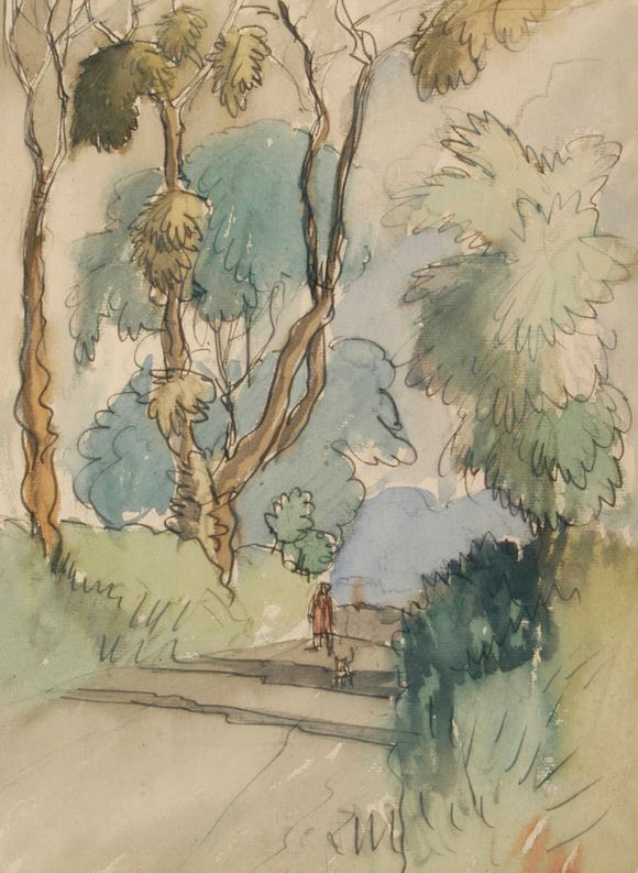 Bonhams : Cecil Howard Lay (1885-1956) The artist and his dog 33 x 24 ...