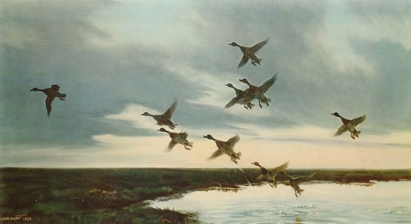 Bonhams : After Sir Peter Markham Scott Mallard going to sea, (image ...