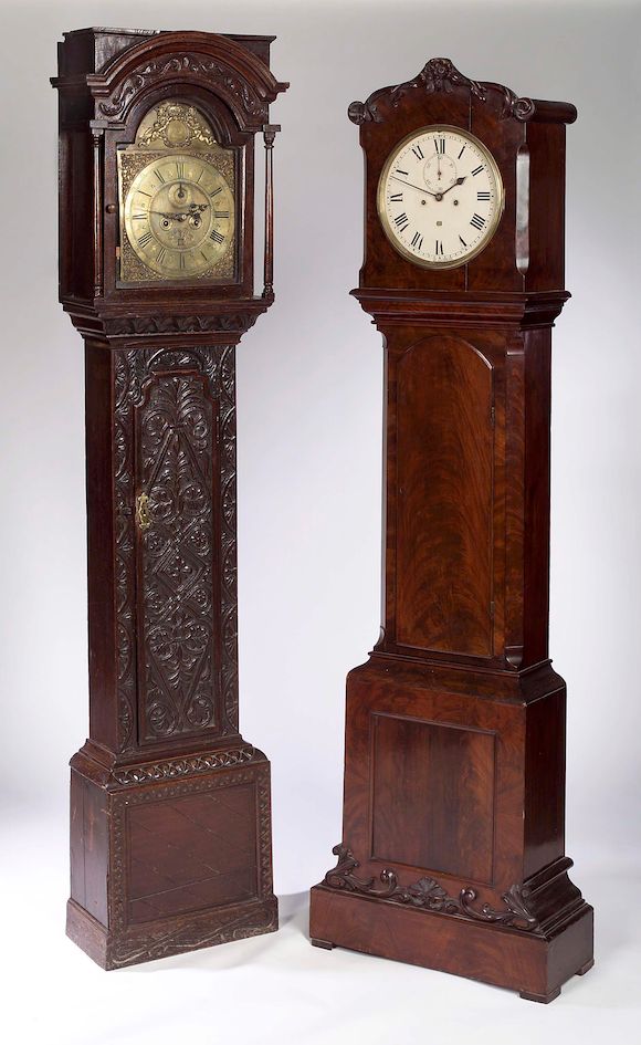 Bonhams : An early 20th century carved oak longcase clock, Clifton ...