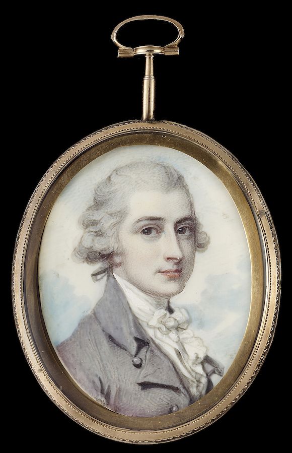 Bonhams : Richard Cosway R.A., Major Gale, wearing grey coat, white ...