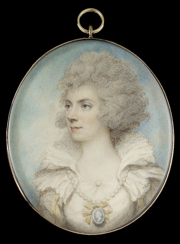 Bonhams : Henry Jacob Burch, A Lady, wearing white dress with double ...