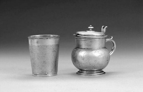 Bonhams : An unmarked Continental silver-gilt snakeskin beaker ...