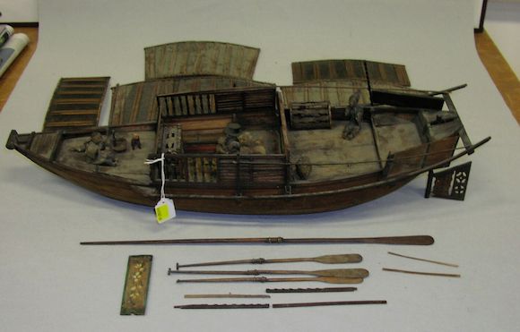Bonhams : A Play model of a Chinese River Sampan 64 x 22 x 15cm.(25 x 8 ...