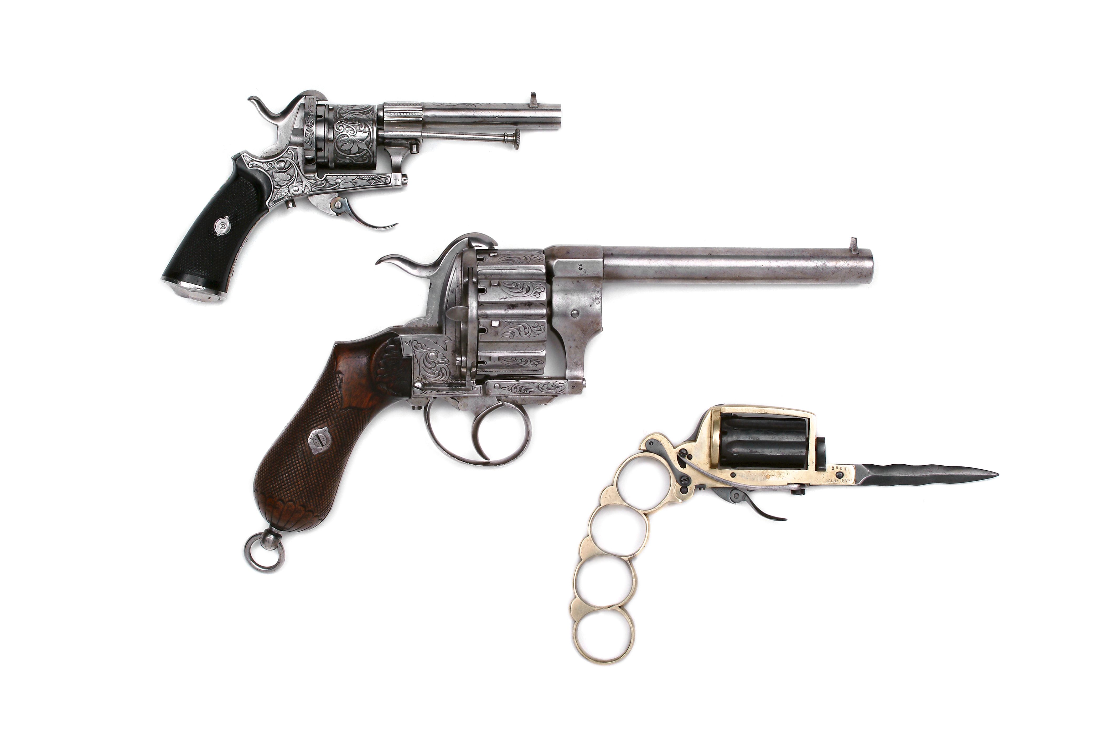 A Liège Dolne Patent (Apache) Six-Shot Pin-Fire Knuckle-Duster Revolver ...