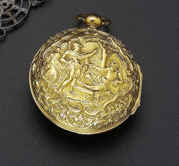 Bonhams : An 18th century gold repousse pair cased verge watch John ...