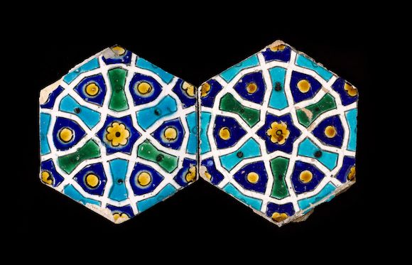 Bonhams : Two cuerda seca pottery Tiles possibly Turkey, mid. 15th Century (2)