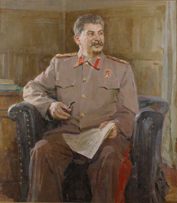 Bonhams : Michail Bozhij (b.1911) Stalin in his study 120.7 x 136.5 cm ...