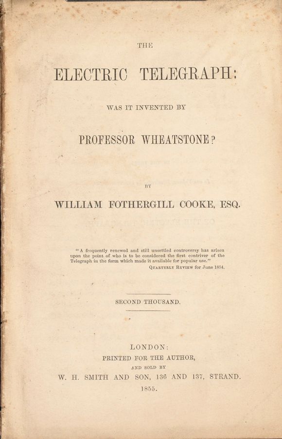 Bonhams : Cooke (William Fothergill) The Electric Telegraph: Was it ...