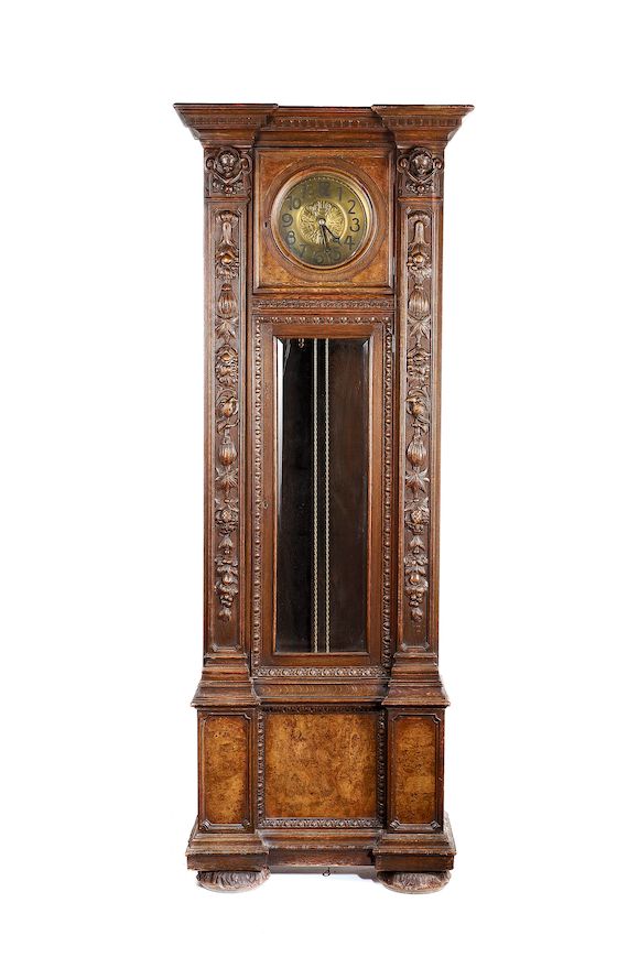 Bonhams : A 19th century carved oak 30 hour longcase clock Unsigned