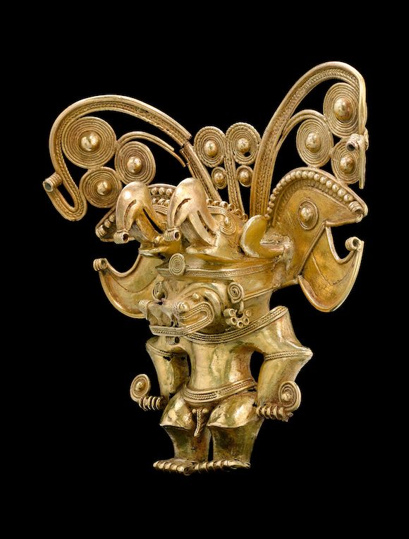 Bonhams : A large Tairona gold figural pendant