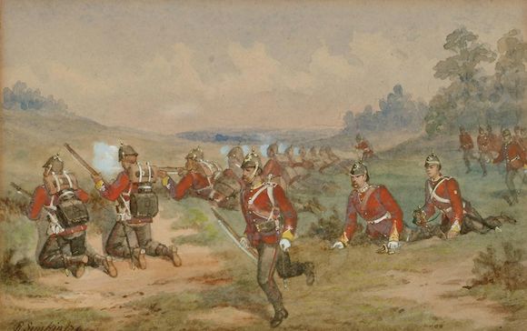 Bonhams : Richard Simpkin (British, 1840-1926) Infantrymen firing on ...