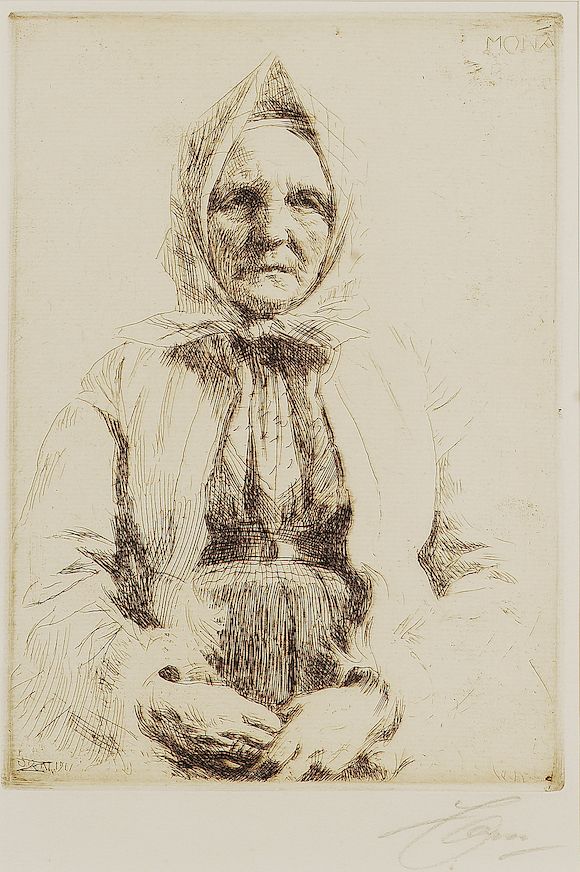 Bonhams : Anders Zorn Mona Etching, 1911, third and final state on wove ...