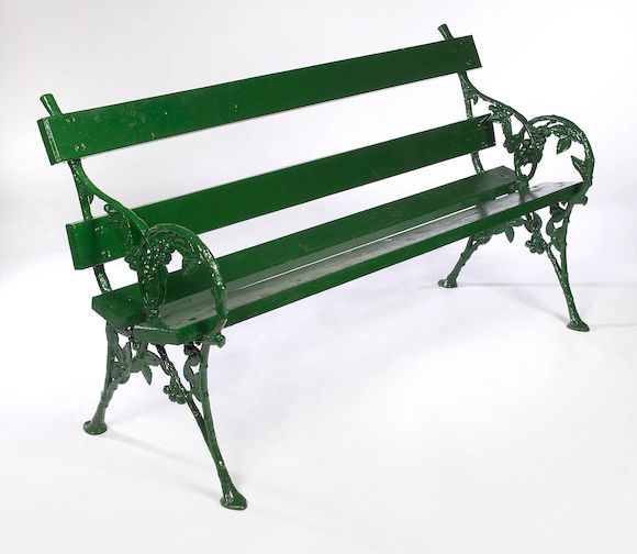 Bonhams : A Victorian cast iron Falkirk Foundry Garden Bench,