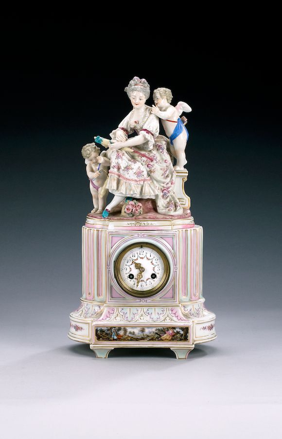 Bonhams : A German porcelain clock, circa 1880,