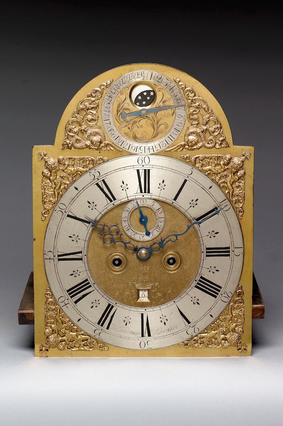 Bonhams : A mid 18th century longcase clock dial and movement with age ...