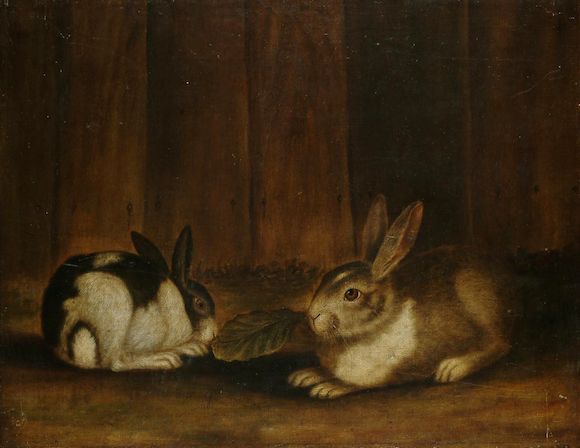 Bonhams : English School, Late 18th Century Rabbits, 46.8 x 59.7cm
