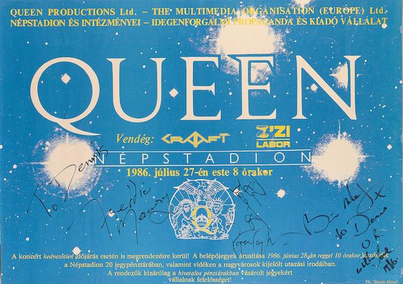 Bonhams : A rare autographed Queen 'Magic' tour poster,