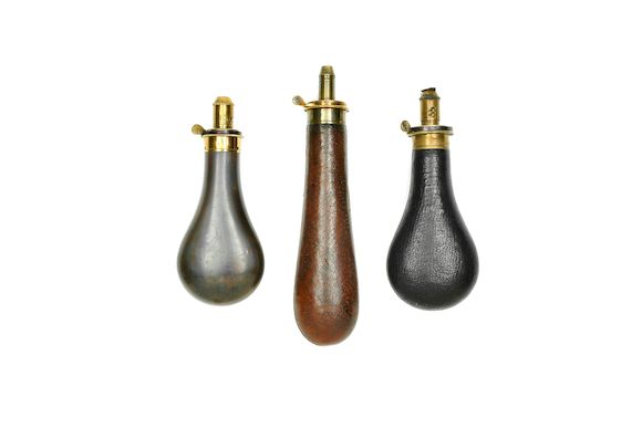 Bonhams : A Fine Brass-Mounted Copper Gun Flask, And A Revolver Flask