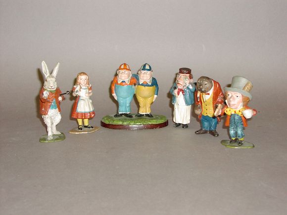 Bonhams : Alice in Wonderland cold painted cast metal characters, late ...