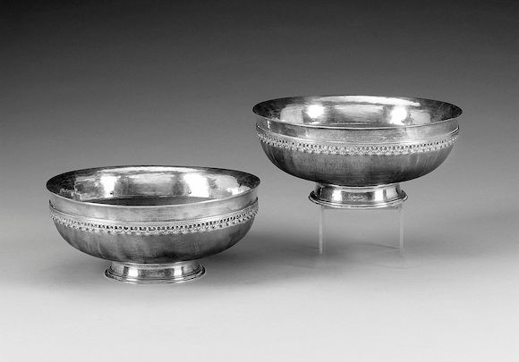 Bonhams : A pair of silver-mounted maple wood mazer bowls, by Omar ...