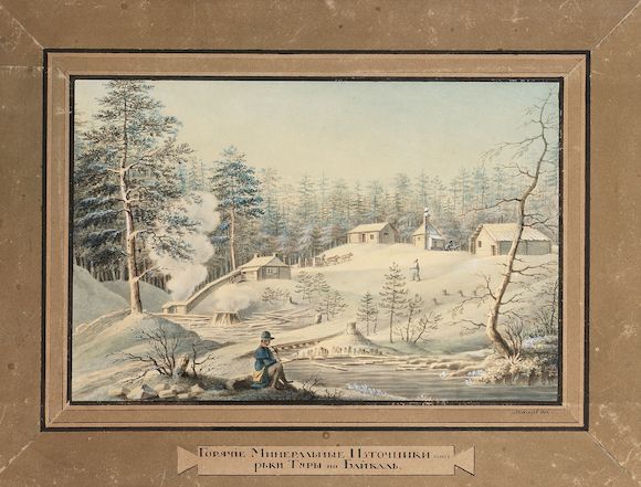 Bonhams : Haupt (Russian, fl. circa 1836) Hot Springs on the River Ture ...