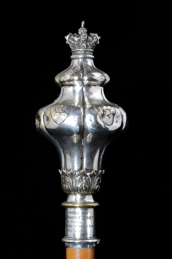 Bonhams : The East Norfolk Militia mace 150cm (59in).