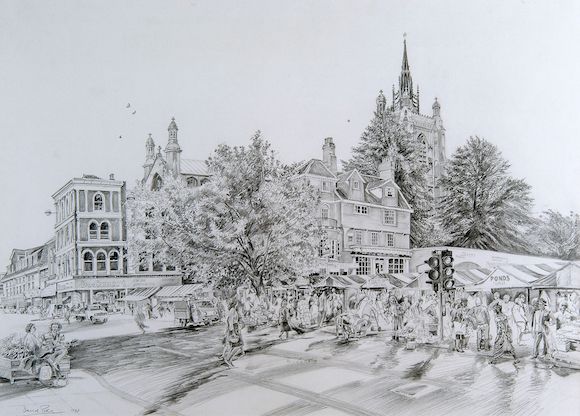 Bonhams : David Poole (1936-1995) 1936 The Market Place, Norwich 57 x ...