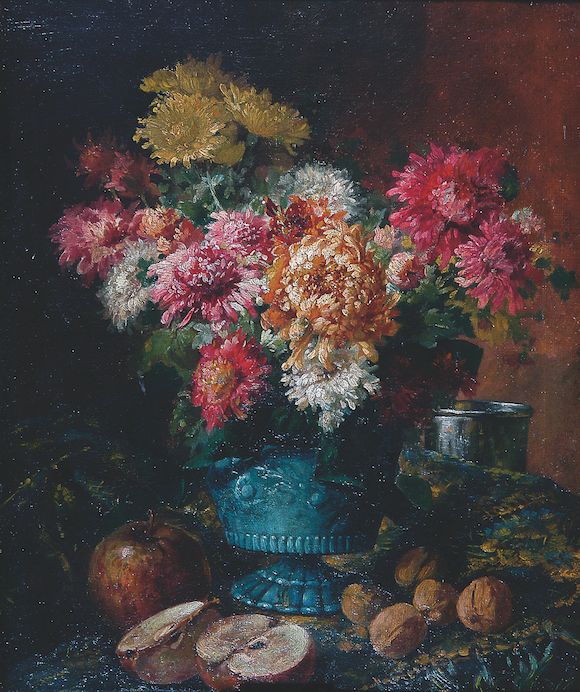 Bonhams : Rose Mead (1868-1946) 1868 A still life of chrysanthemums in ...