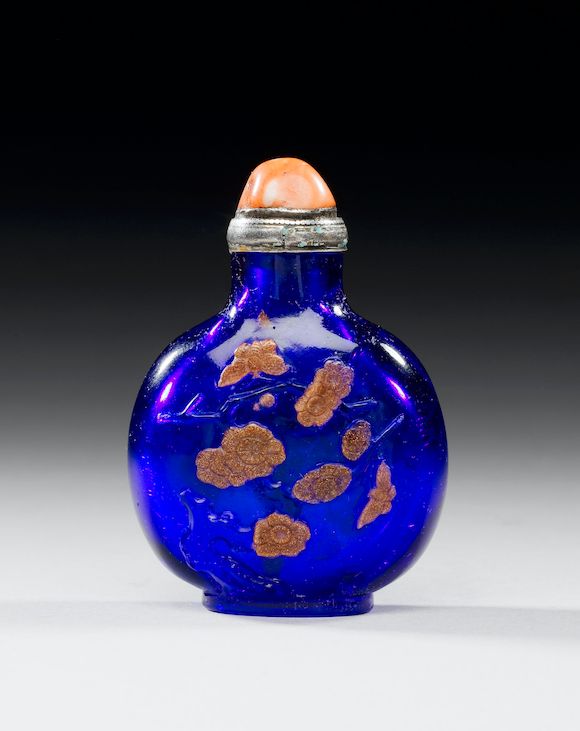 Bonhams : A blue glass snuff bottle Circa 1700-1780