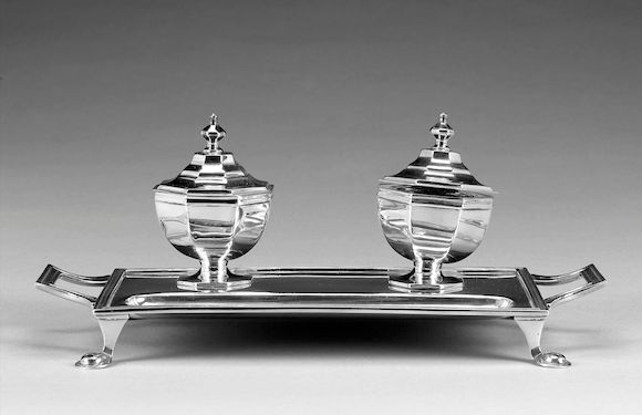 Bonhams : A silver two-handled inkstand, Sheffield 1919, retailed by ...